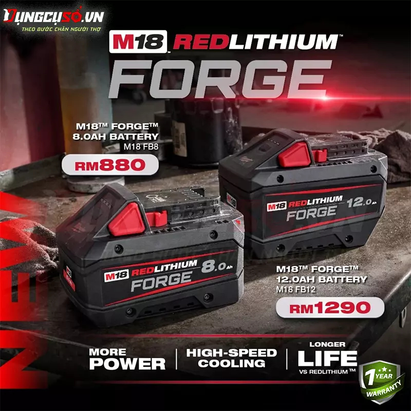 Pin Milwaukee M18 FB8 và M18 FB12 FORGE| Đỉnh cao công nghệ pin 18V